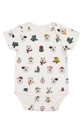 Body Manga Curta Bebê Estampado Ursos
