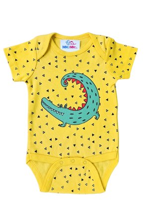 Body Manga Curta Bebê Estampado Jacaré
